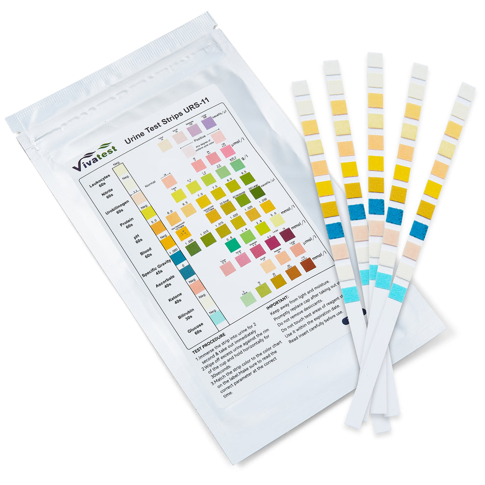 VivaTest URS-11 Urine Test Strips (20 Tests) – 11-Parameter Home ...